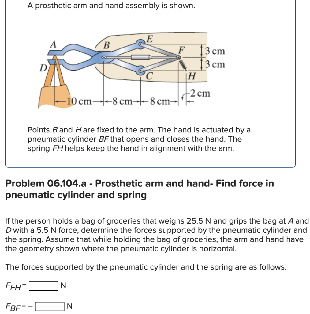 Solved A prosthetic arm and hand assembly is shown. E A B F | Chegg.com