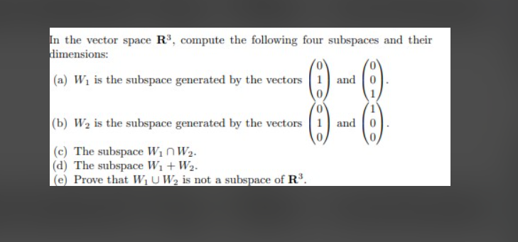 Solved In the vector space R?, compute the following four | Chegg.com