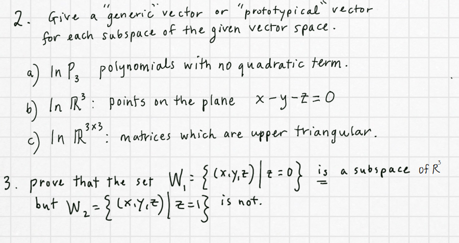 Solved 2. Give a generic" vector or "prototypical" vector | Chegg.com