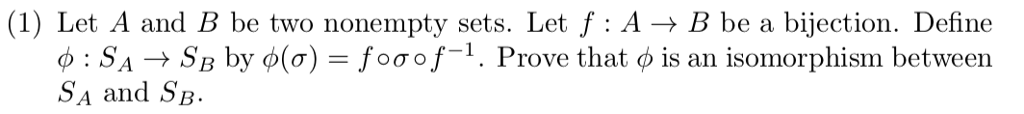 Solved (1) Let A and B be two nonempty sets. Let f :AB be a | Chegg.com