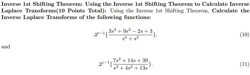 Solved Inverse 1st Shifting Theorem: Using the Inverse 1st | Chegg.com