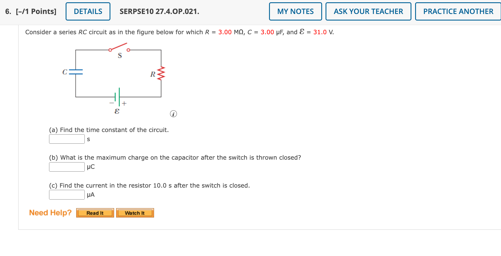 Solved 6. [-/1 Points] DETAILS SERPSE10 27.4.OP.021. MY | Chegg.com