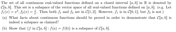 Solved The set of all continuous real-valued functions | Chegg.com