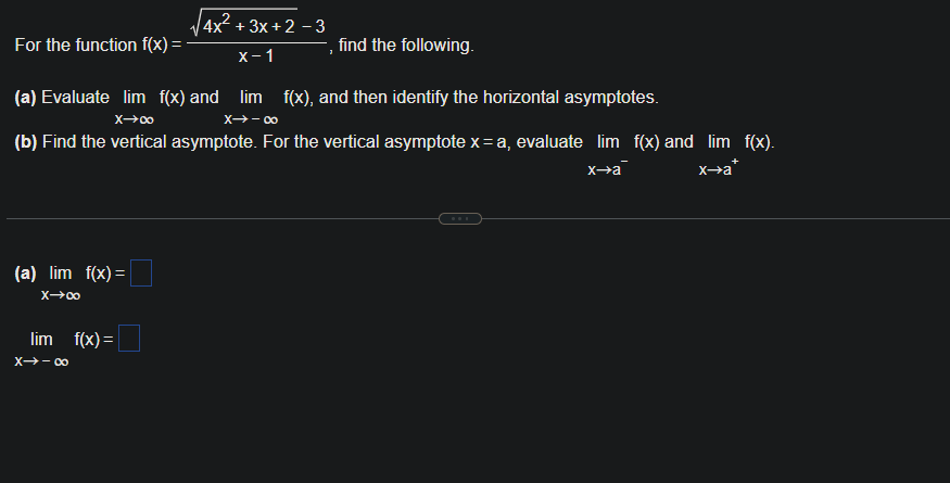 Solved For the function f(x)=x−14x2+3x+2−3, find the | Chegg.com
