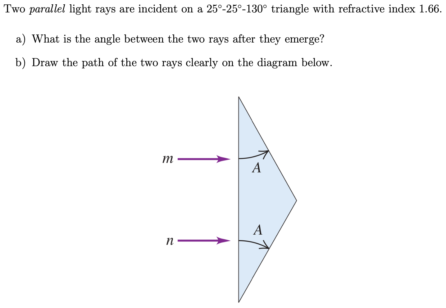 Solved Two parallel light rays are incident on a | Chegg.com