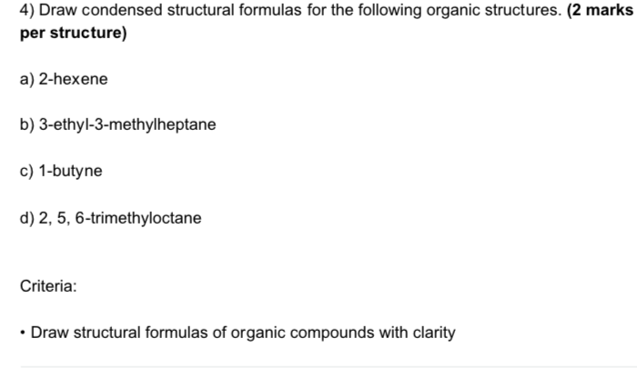Solved 4) Draw condensed structural formulas for the | Chegg.com