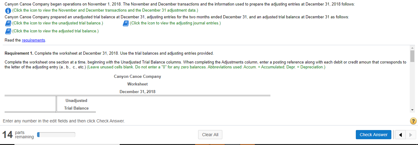 Solved Canyon Canoe Company began operations on November 1, | Chegg.com
