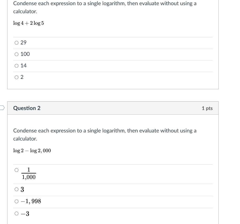 Solved Condense each expression to a single logarithm, then | Chegg.com