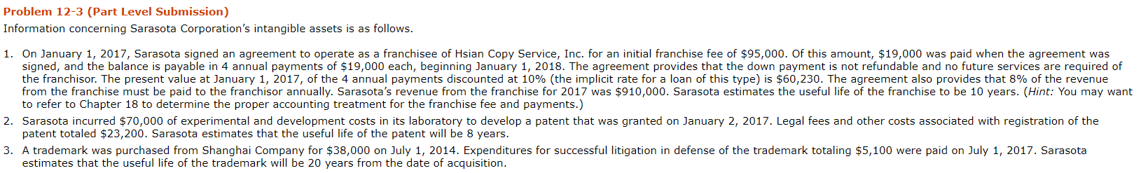 Solved Problem 12-3 (Part Level Submission) Information | Chegg.com