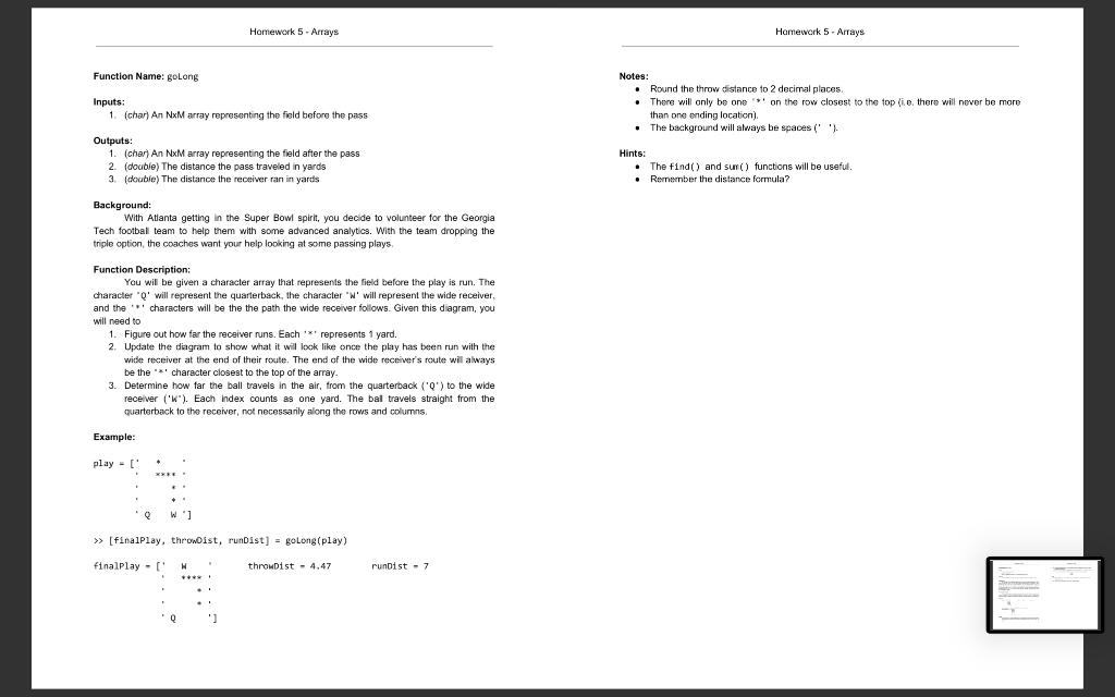 Solved Hamework 5-Arrays Hamework 5 Arrays Function Name: | Chegg.com
