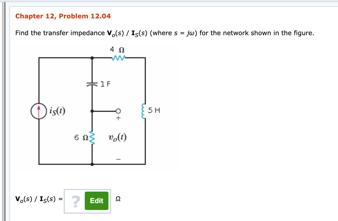 Solved Chapter 12, Problem 12.04 Find the transfer impedance | Chegg.com