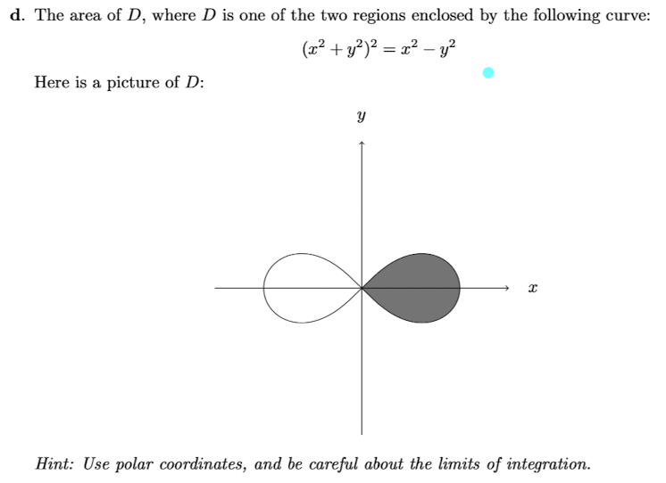 Solved d. The area of D, where D is one of the two regions | Chegg.com