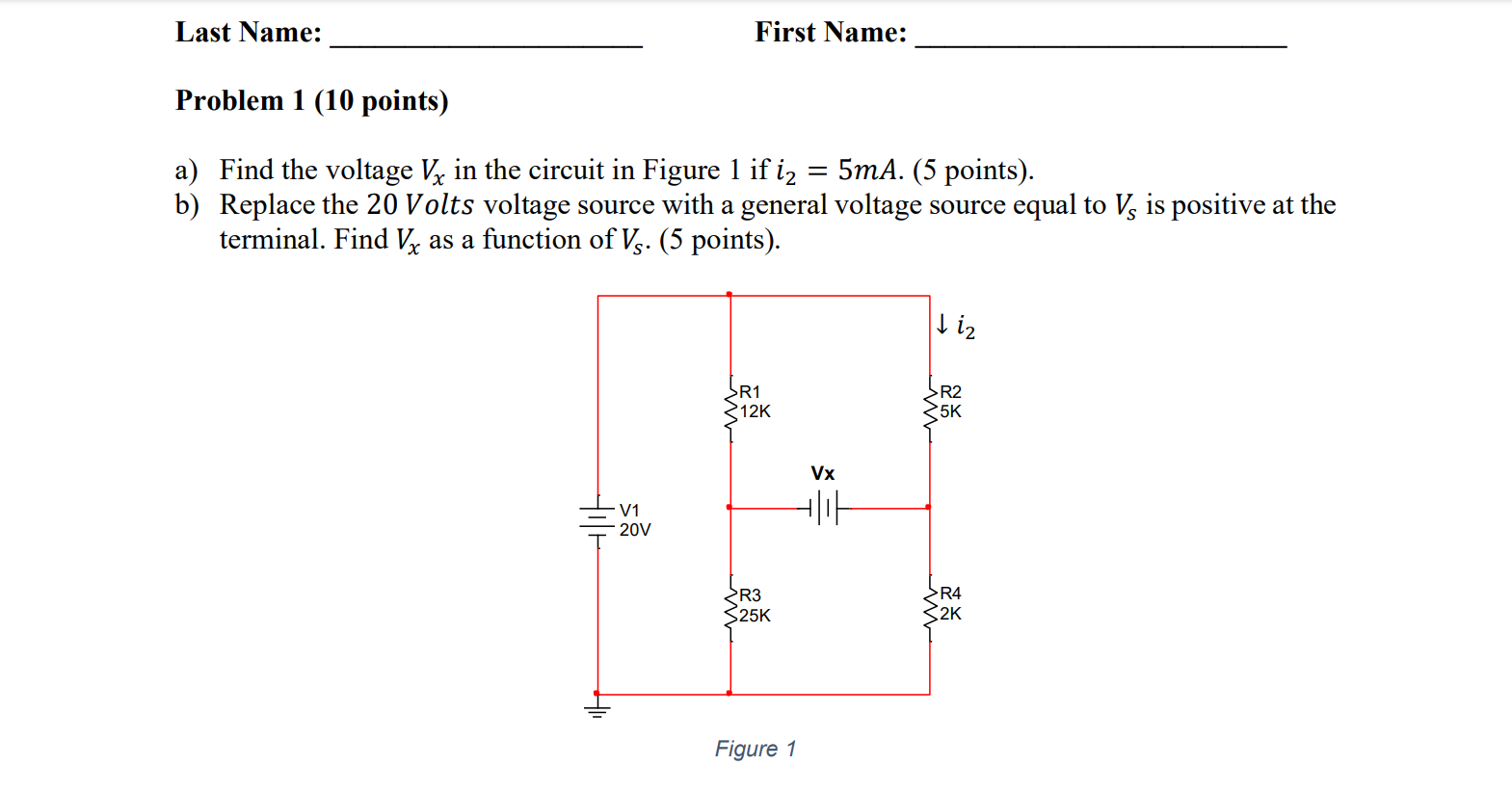 Solved a) Find the voltage 𝑉𝑥 in the circuit in Figure 1 | Chegg.com