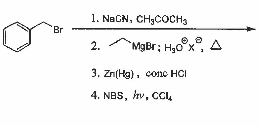 Solved 1. NaCN, CH3COCH3 Br 2. MgBr ; H30®, A X Δ > 3. | Chegg.com