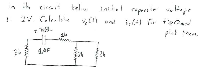In the circuit below initial capacitor voltage is 2V. | Chegg.com
