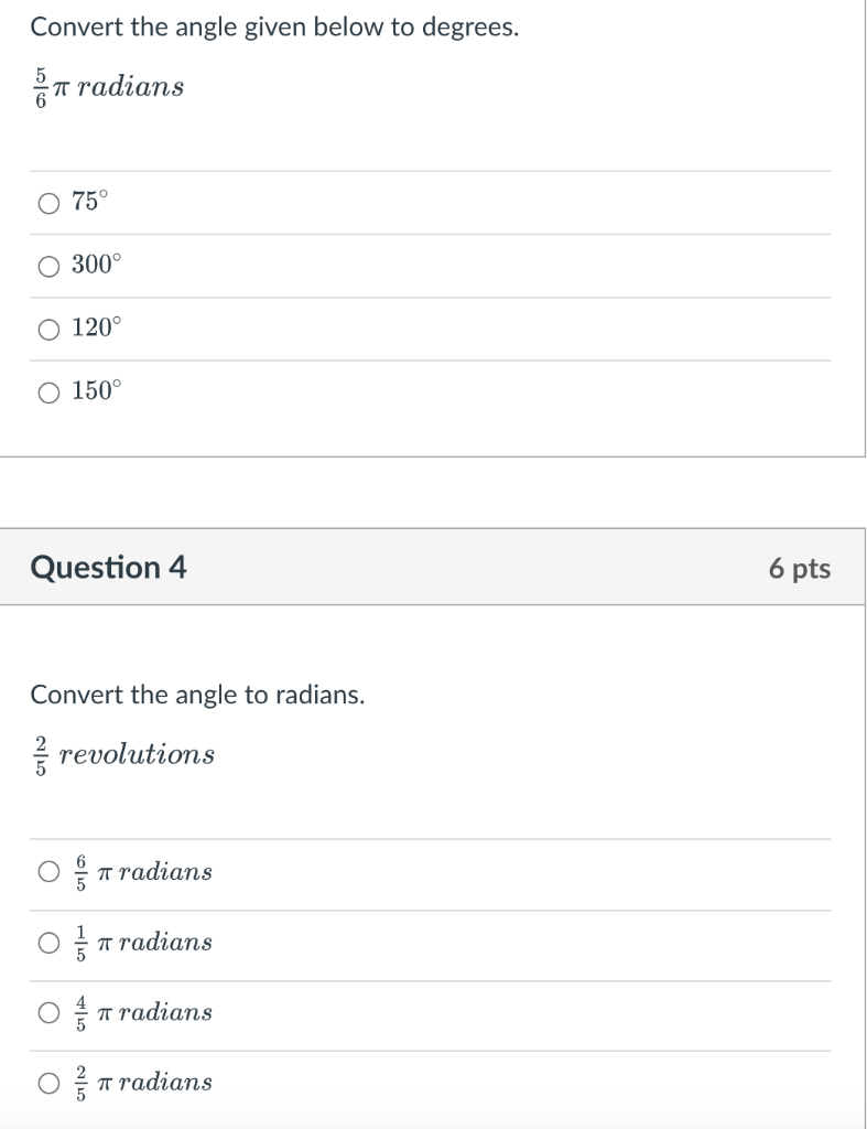 Solved Convert the angle given below to degrees. 65π radians | Chegg.com