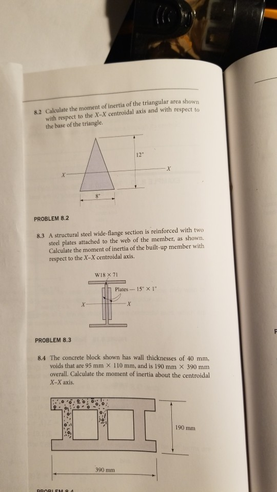 Solved 8.2 Calculate the moment of inertia of the triangular | Chegg.com