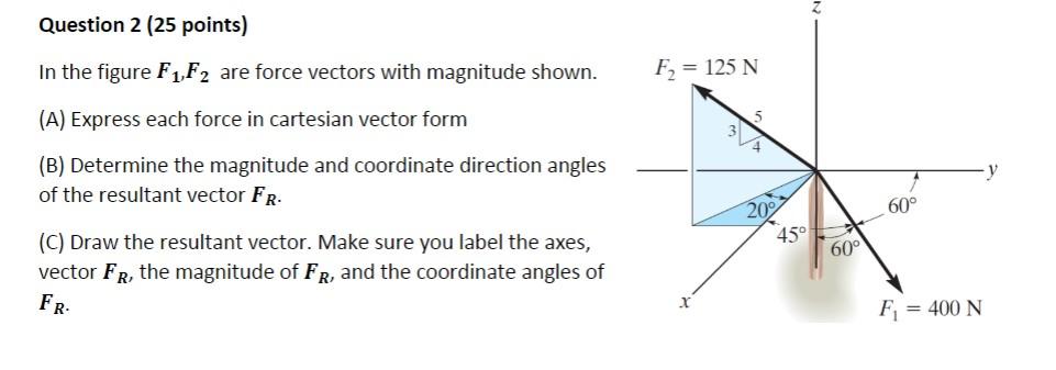 Solved Question 2 ( 25 points) In the figure F1,F2 are force | Chegg.com