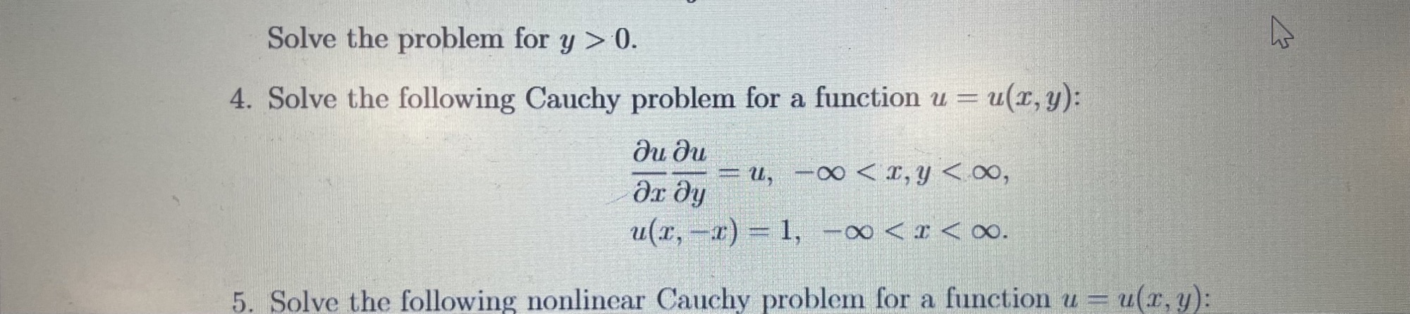 Solved Solve the problem for y>0. 4. Solve the following | Chegg.com Solved Solve the problem for y>0. 4. Solve the following | Chegg.com