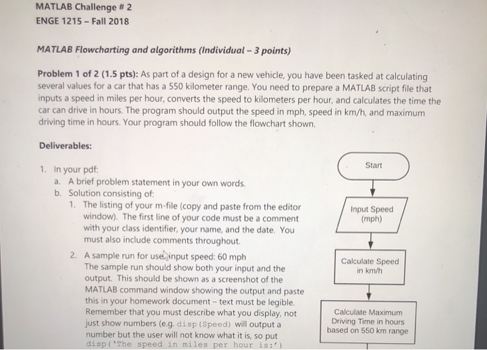 Solved MATLAB Challenge # 2 ENGE 1215-Fall 2018 MATLAB | Chegg.com