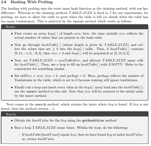 Solved 2.6 Hashing With Probing The hashing with probing | Chegg.com
