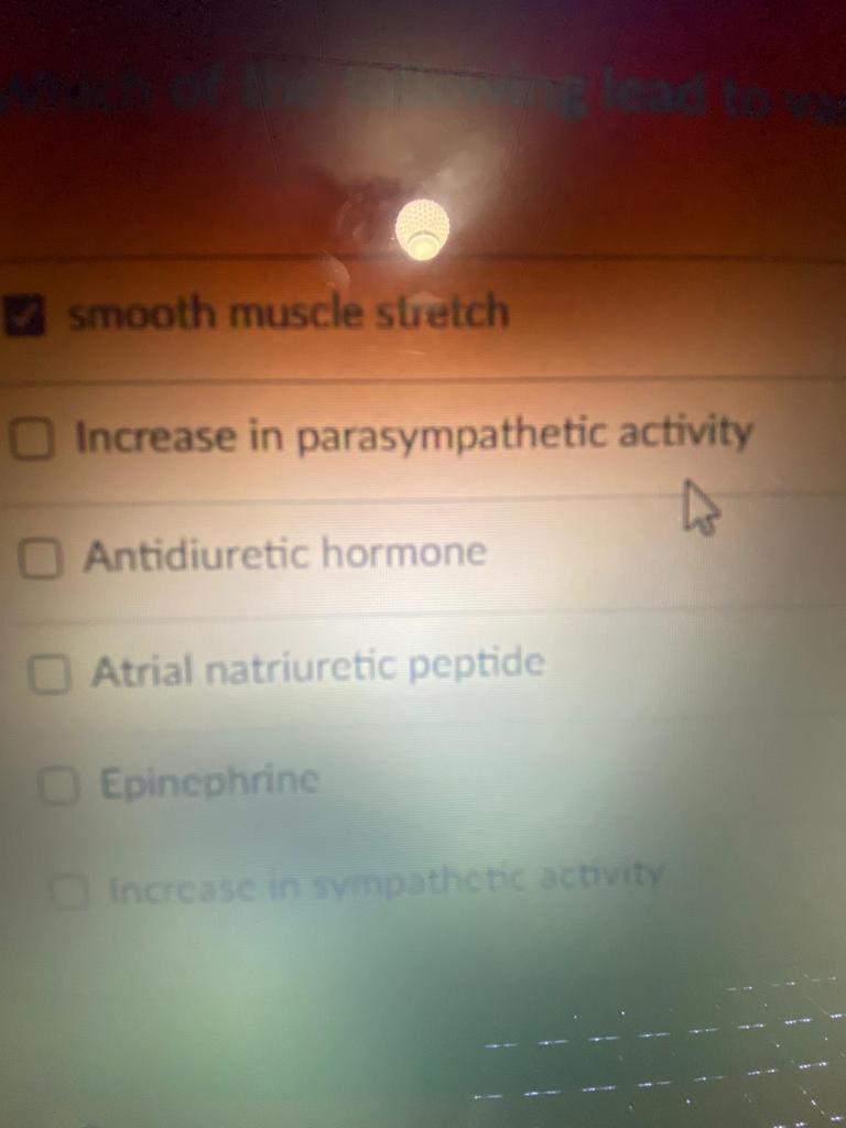 Solved smooth muscle stretch Increase in parasympathetic | Chegg.com