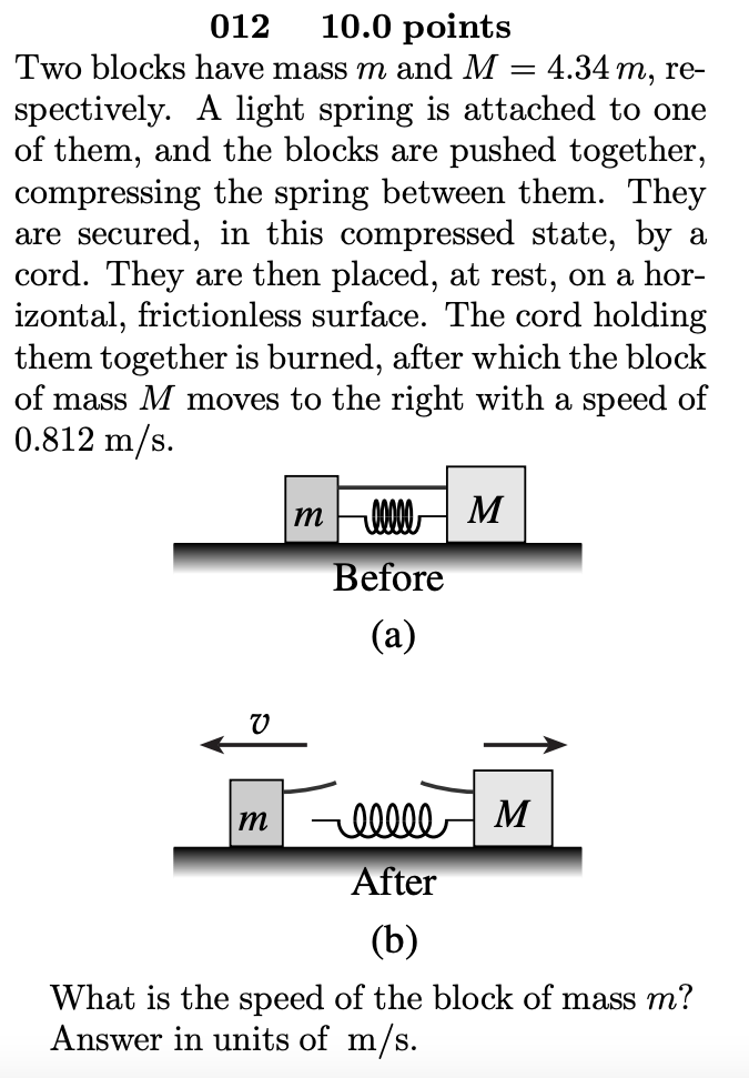 [Solved]: ( 01210.0 ) points Two blocks have mass ( m