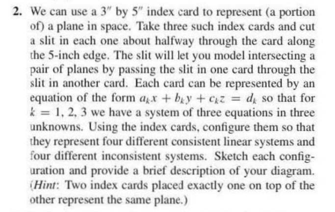 2. We can use a 3" by 5" index card to represent (a | Chegg.com