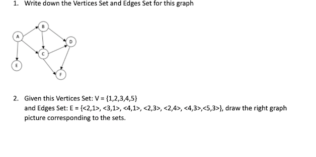 Solved 1. Write down the Vertices Set and Edges Set for this | Chegg.com