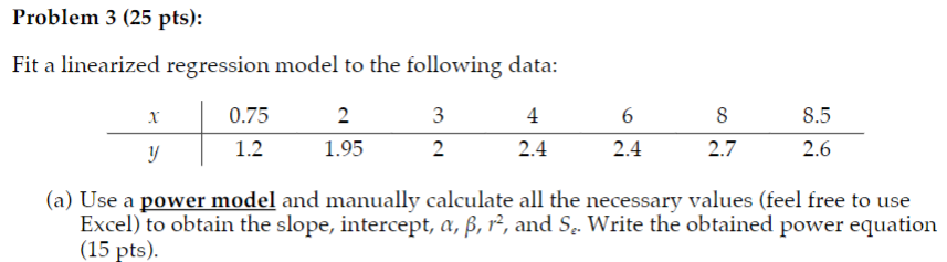 (a) ﻿Use a power model and manually calculate all the | Chegg.com