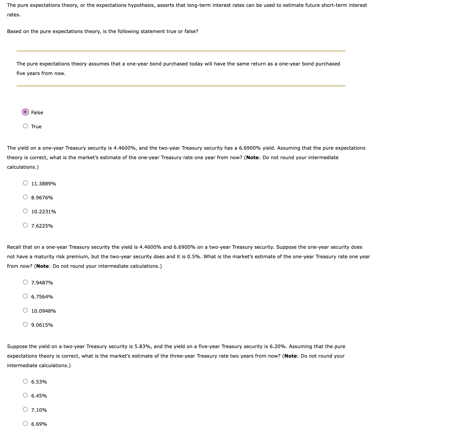 Solved The pure expectations theory, or the expectations | Chegg.com