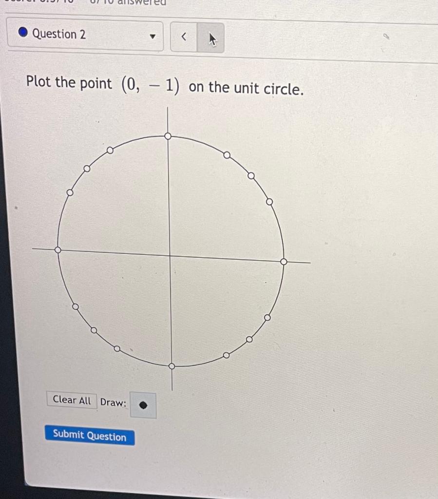 Solved Plot the point (0,−1) on the unit circle. | Chegg.com