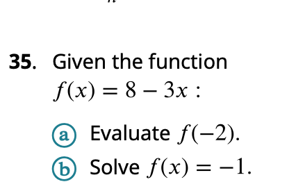 Solved 5. Given the function f(x)=8−3x : Evaluate f(−2). (b) | Chegg.com