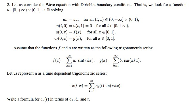 Solved 2. Let us consider the Wave equation with Dirichlet | Chegg.com