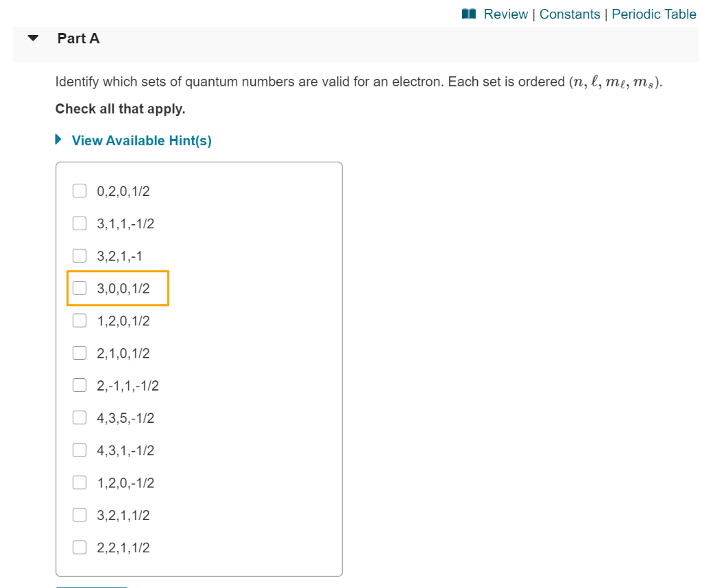 Solved A Review Constants Periodic Table Part A Identify | Chegg.com