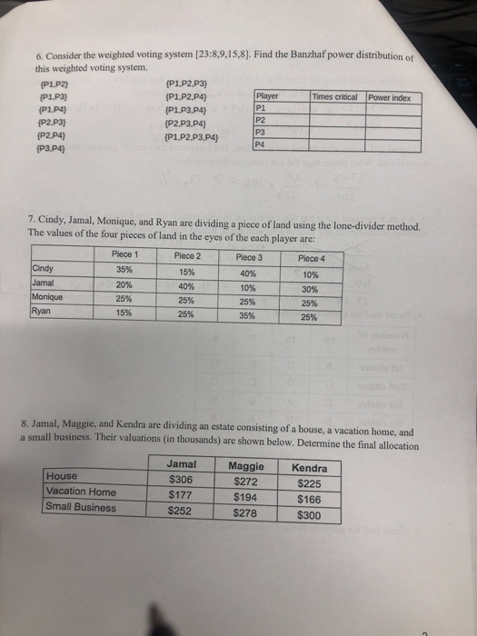 Solved 6. Consider the weighted voting system [23:8,9,15,8]. | Chegg.com