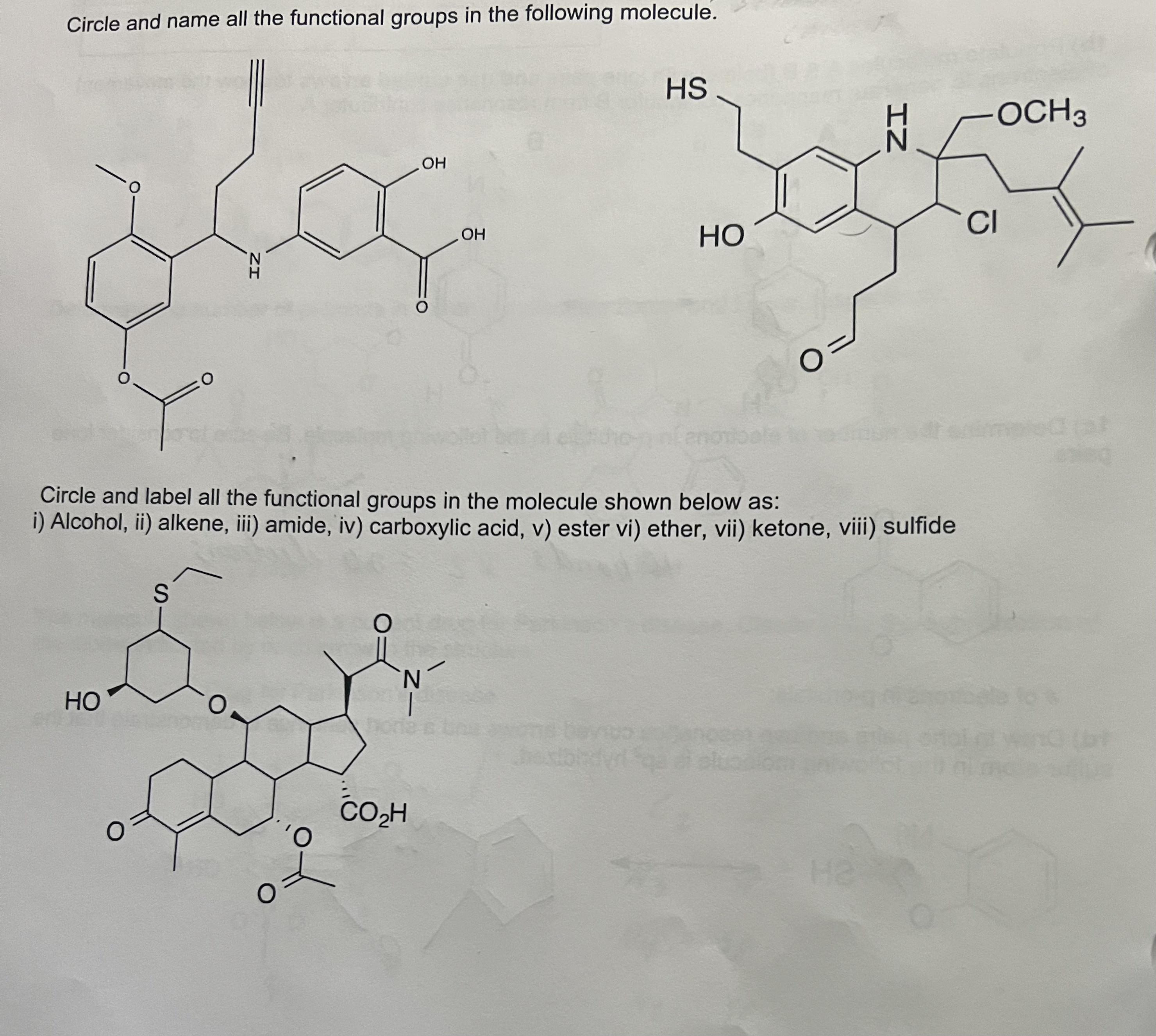 Solved Circle and name all the functional groups in the | Chegg.com