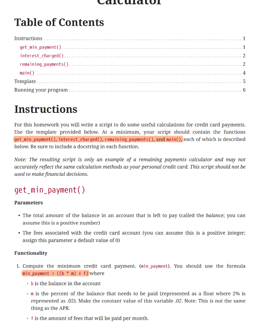 Solved Table of Contents 1 1 2 Instructions | Chegg.com