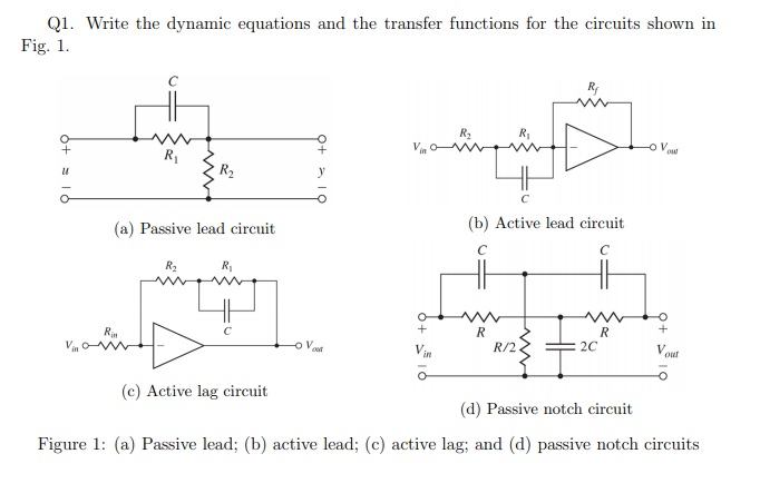 Solved Q1. Write the dynamic equations and the transfer | Chegg.com