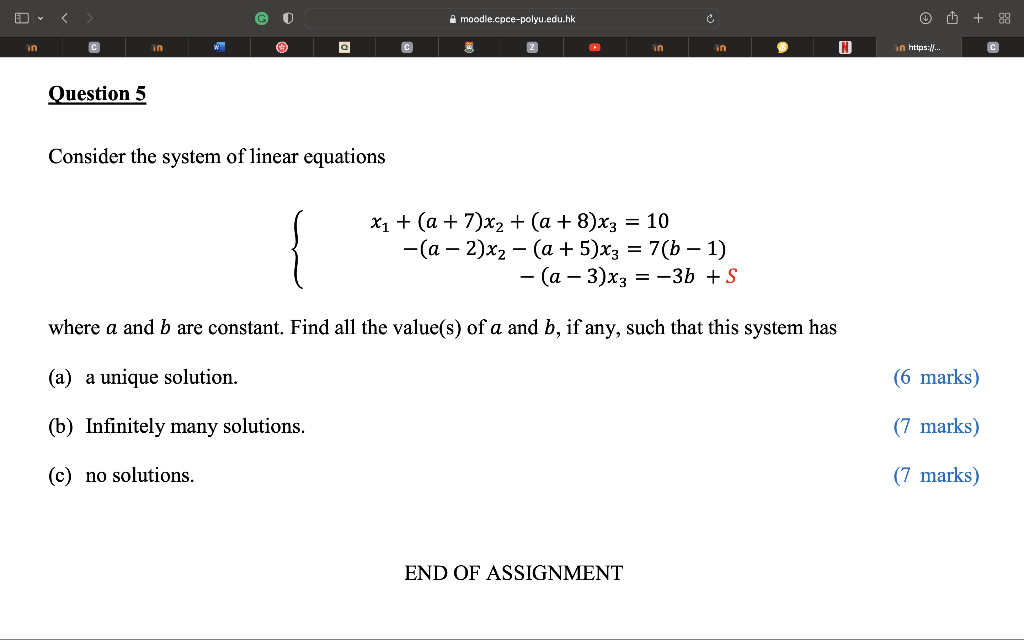Solved Consider the system of linear equations | Chegg.com