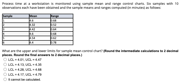 Solved Process time at a workstation is monitored using | Chegg.com