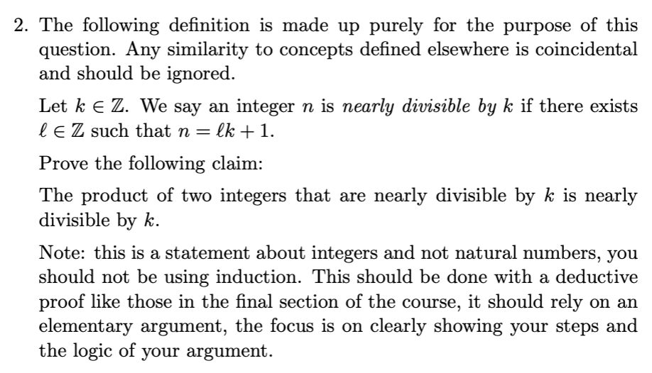Solved 2. The following definition is made up purely for the | Chegg.com