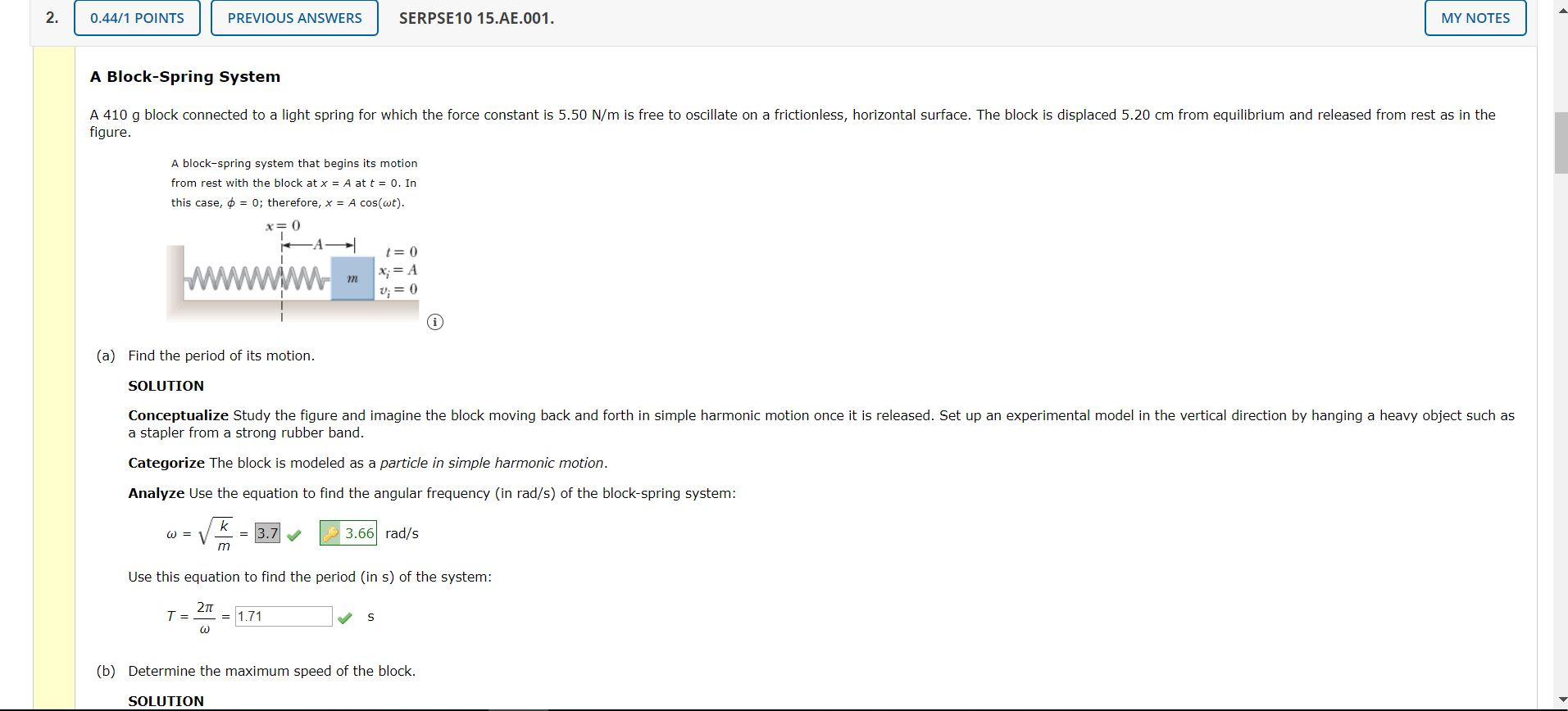 Solved 0.44/1 POINTS PREVIOUS ANSWERS SERPSE10 15.AE.001. MY | Chegg.com