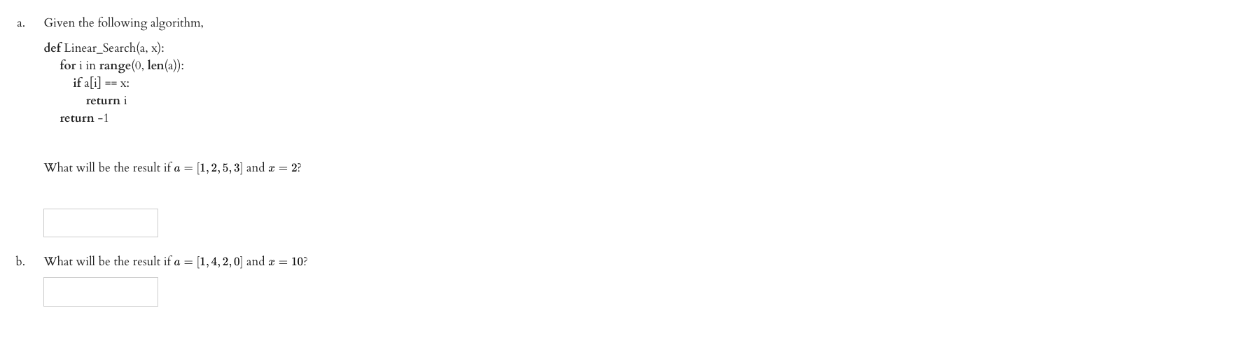 Solved a. Given the following algorithm, def | Chegg.com