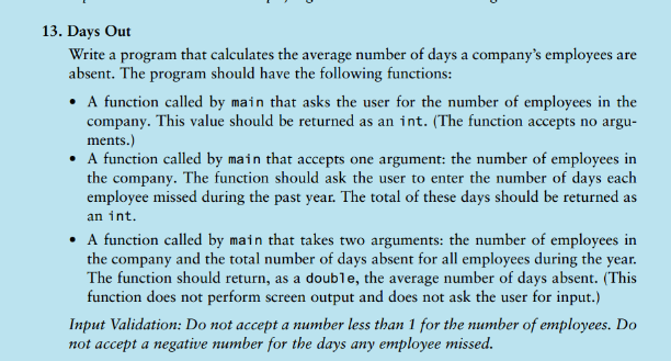 Solved Programming Challenge: 13 - Days Out C++ please note | Chegg.com