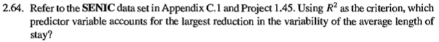 2.64. Refer to the SENIC data set in Appendix C.1 and | Chegg.com