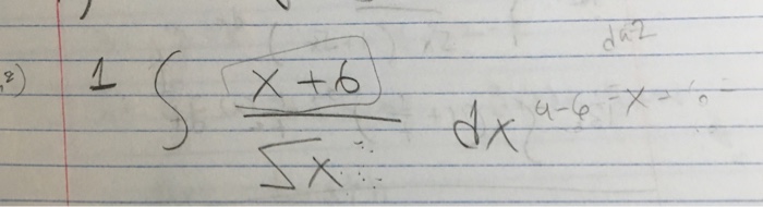 Solved integral x + 6/Squareroot x dx | Chegg.com