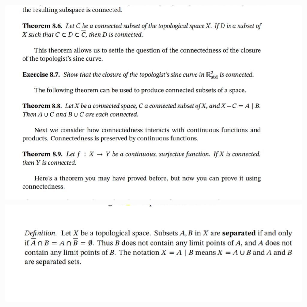 Theorem 8.6. Iet C be a connected subset of the | Chegg.com