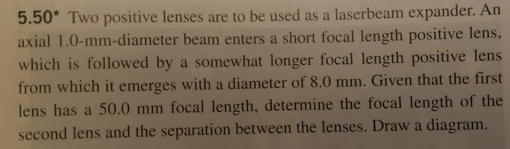 Solved 5.50* Two positive lenses are to be used as a | Chegg.com