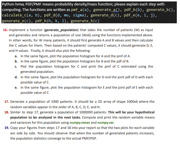 Python hmw, PDF/PMF means probability density/mass | Chegg.com